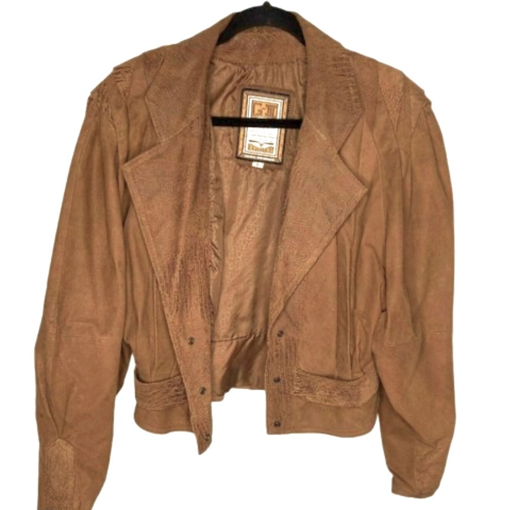 Vtg 80s Global Identity Tan Leather Jacket - Gem
